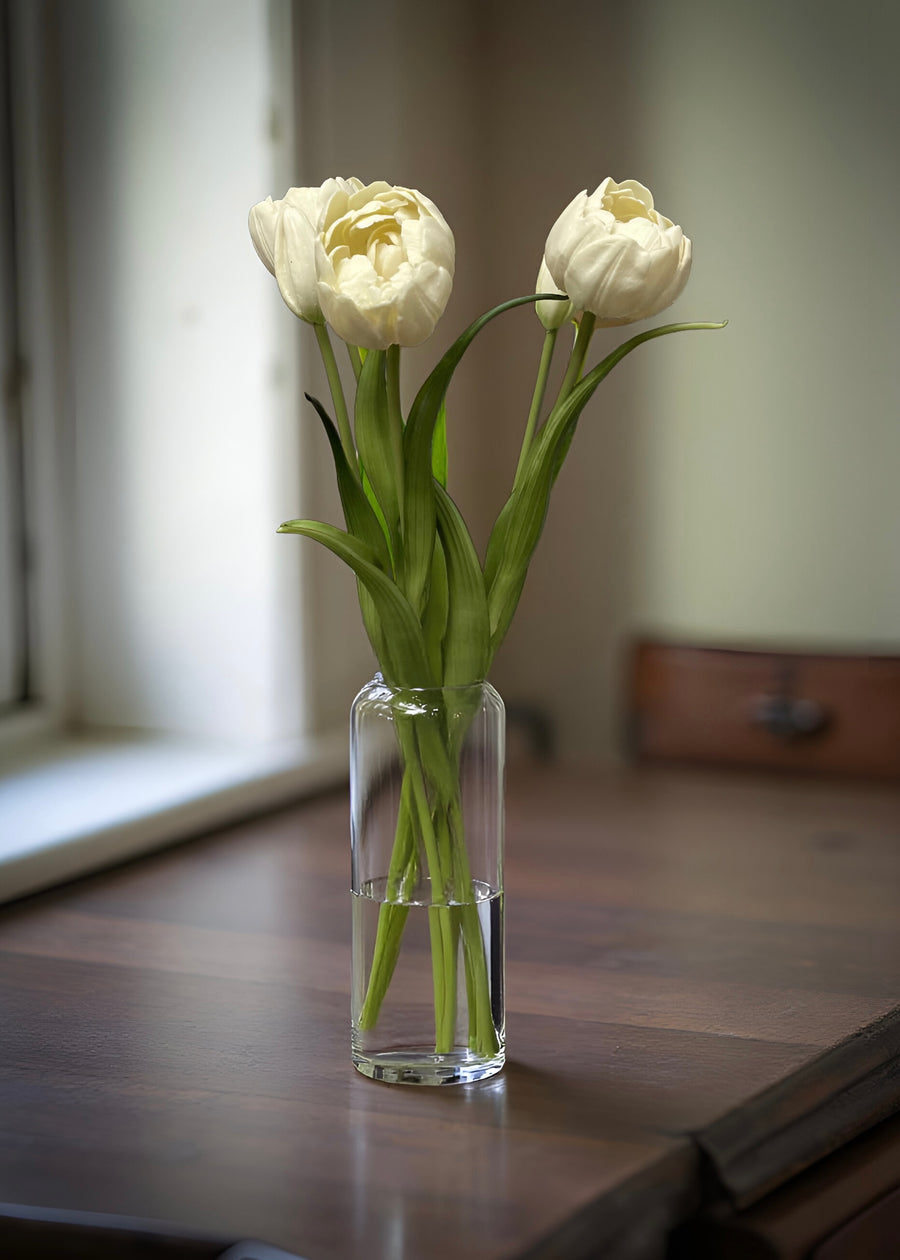 ITEM 10183 W - 18" FRESH TOUCH WHITE DOUBLE PEONY TULIP BUNDLE (3 FLOW ...