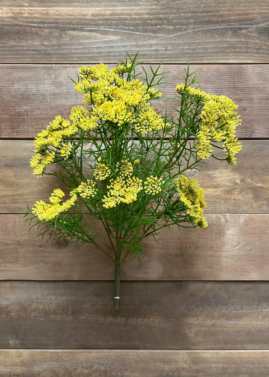 ITEM 10180 Y - 17" YELLOW QUEEN'S LACE BUSH WITH 9 STEMS · Tri W Imports